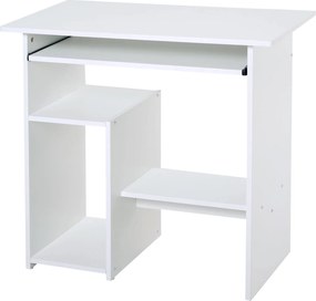 HOMCOM Úsporný stůl pro domov a kancelář, moderní počítačový stůl, držák CPU, dřevěná klávesnicová police, 80x45x75cm, bílý