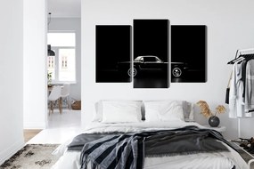 Vícedílný obraz Černé Retro Auto Na Tmavém Pozadí Nedostatek Nedostatek Plátno Canvas 60x40