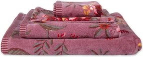 Pip Studio ručníky z bavlněného froté Secret Garden, mauve (Luxusní ručníky z bavlněného froté v designu Secret Garden v barvě mauve)