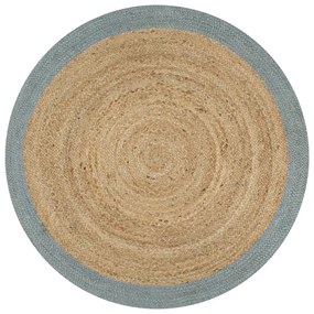 Ručně vyrobený koberec z juty s olivově zeleným okrajem | 150 cm