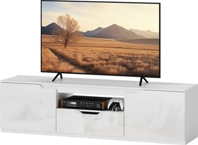 HOMCOM Televizní Skříňka s 2 Dveřmi, Zásuvkou, 160 cm Dlouhá Televizní Stojan pro Televize do 65 Palců, Televizní Stol z Kabelovou Správou pro Obývací