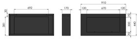 InFire - Nástěnný BIO krb 44x91 cm 3kW černá