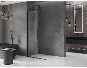 Mexen Velar, posuvné dveře do otvoru typ Walk-In 85 cm, 8mm čiré sklo, černá matná, 871-085-000-03-70