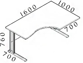 Ergonomický stůl Visio 160 x 100 cm, pravý, třešeň