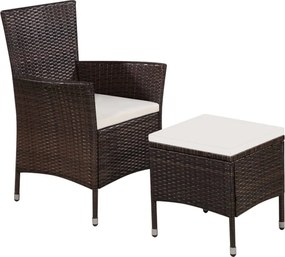 vidaXL Zahradní židle a stolička s poduškami polyratan [44090] Barva: Šedá