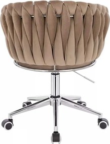 LuxuryForm DESIGN Židle NORDEN VELUR na stříbrné podstavě s kolečky - latte
