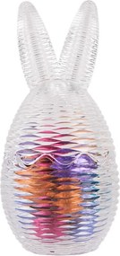 Skleněná dóza s víkem vajíčko s oušky proutěný design - Ø 8*17 cm