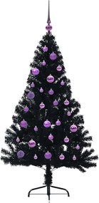 Umělý osvětlený vánoční stromeček Černá 150 cm PVC 3397134