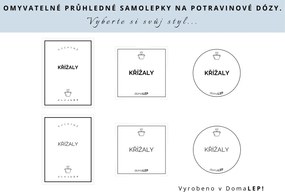 KŘÍŽALY - omyvatelná samolepka na dózu, výběr rozměrů Ø 5 cm / 5 x 5 cm / 6 x 8 cm | DomaLEP tvar: KOLEČKO, barva: PRŮHLEDNÁ - ČERNÉ písmo, velikost: Ø 5 cm - tučné písmo