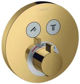 Hansgrohe ShowerSelect S - Termostat pod omítku pro 2 spotřebiče, leštěný vzhled zlata 15743990