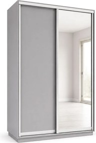 Skříň s posuvnými dveřmi 1400x2200x600 1LTD 1 Zrcadlo myší šedá, profil stříbrný