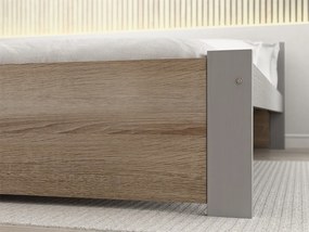 Postel IKAROS 140 x 200 cm, dub sonoma/šedá Rošt: S laťkovým roštem, Matrace: Matrace Somnia 18 cm