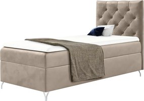 Boxspringová postel, 90x200, béžová látka Velvet, pravá, GULIETTE + dárek