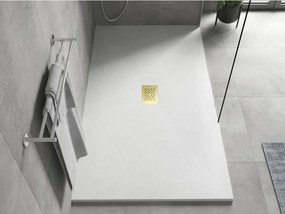 Mexen Hugo, obdélníková sprchová vanička SMC 200 x 100 cm, bílá, zlatá krytka, 42101020-G