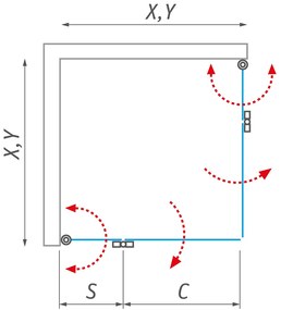 Roth Čtvercový nebo obdélníkový sprchový kout TZOL1+TZOP1 - bez vaničky Varianta: šířka pravých dveří: 100 cm, šířka levých dveří: 80 cm - (TZOL1/1000_TZOP1/800), Barva profilů a typ výplně: profily: brillant, výplň: transparent