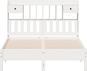 Postel s knihovnou bez matrace bílá 150x200 cm masivní borovice 3322907