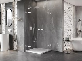 Mexen Lunar Duo, výklopný sprchový kout 95 x 95 cm, 8mm čiré sklo, bílý profil, 834-095L-095P-20-00