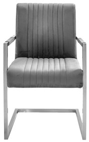 Noble Home Konferenční židle Asteg s područkami, nerez, šedý samet