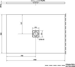 Polysan, FLEXIA sprchová vanička z litého mramoru s možností úpravy rozměru 140x90x3cm, 72897