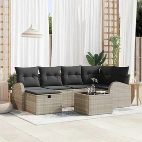 Set pohovek 7 ks Světle šedá polyratan 3359091