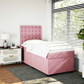 Box spring postel s matrací růžová 80 x 200 cm samet 3293079
