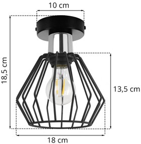 Stropní svítidlo Nuvola 4, 1x černé drátěné stínítko,