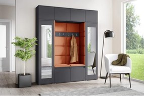 Eka Předsíňová stěna s čalouněnými panely Trinity 32 - Grafit / Okrová 2325