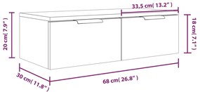 vidaXL Nástěnné skříňky 2 ks hnědý dub 68x30x20 cm kompozitní dřevo