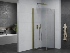 Mexen Pretoria, sprchový kout 100 (dveře) x 100 (stěna) cm, 6mm čiré sklo, zlatý profil, 852-100-100-50-00