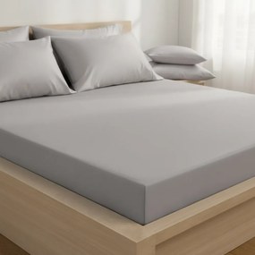 Kvalitex Saténové prostěradlo s gumou světle šedá, 90 x 200 cm