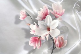 Samolepící tapeta bílá magnolie - 300x200 cm