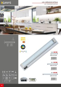 Ecolite TL2016-CCT/10W LED svítidlo pod kuchyňskou linku 59cm GANYS 10W CCT s vypínačem