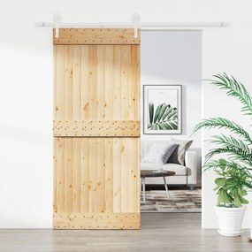 Posuvné dveře s kováním 90 x 210 cm masivní borové dřevo,  3203257