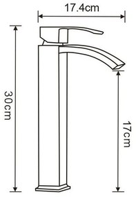 Mexen Libra, vysoká umyvadlová a vanová baterie se sprchovou sadou DQ62, chromová, 745113DQ62-00