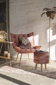 Růžová stolička na dřevěných nožkách Oimmo - Ø 38*44 cm
