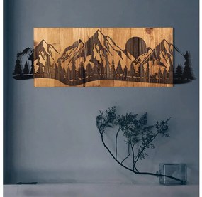Asir Nástěnná dekorace 75,5x24,5 cm hory dřevo/kov AS1633