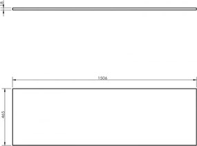 Mexen Uni, pracovní deska 150 cm, bílá lesklá, 91AXX-1504-464-18-00