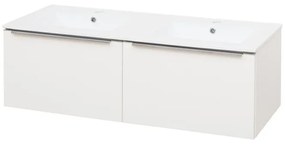Mereo Mailo, koupelnová skříňka s keramickým umyvadlem 121 cm, bílá, chrom madlo CN518