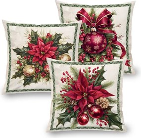 Sada 3 ks povlaků na polštářky CHRISTMAS STAR 45 x 45 cm