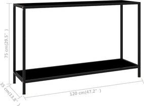 Konzolový stolek černý 120 x 35 x 75 cm tvrzené sklo 322840