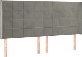 Čelo postele typu ušák světle šedé 183x16x118/128 cm samet 3119640