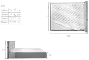 Čalouněná postel LATINA - Soft 17 - 200x200cm - Kov