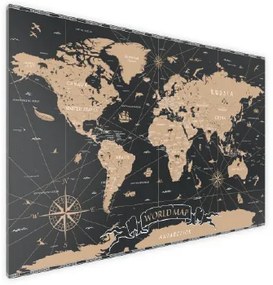ALLboards magnetický obraz na stěnu bez rámu 60 x 90 cm - fotoobraz černá mapa světa