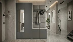 Předsíňová stěna Trinity 8 s čalouněnými panely, 190 cm, grafit/ olivová