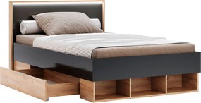 Postel Junior 1,2x2,0 s šuplíky Lava / dub kraft Luna