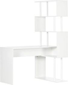 HOMCOM Rohový stůl se zásuvkami Moderní design L-tvarový počítačový stůl s dřevěnými policemi 120 x 80 x 176 cm Bílá