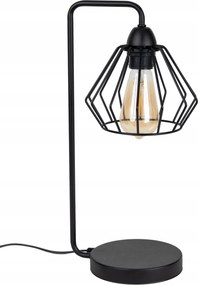 Stolní lampa Loft černá kovová E27 industriální drátěné stínidlo