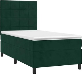 Box spring postel s matrací tmavě zelená 90x190 cm samet 3142998