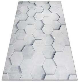 Dywany Luszczow Kusový koberec ANDRE pratelný 1180 Šestiúhelník Plástev Medu 3D protiskluz, bílá / zlato Rozměr koberce: 120 x 170 cm