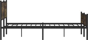Kovový rám postele bez matrace kouřový dub 183 x 213 cm 3301388
